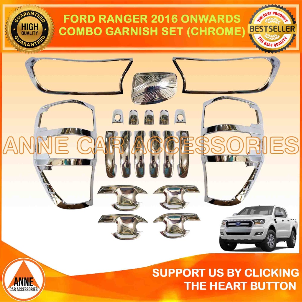 Ford Ranger T7 T8 Wildtrak Garnish Set 2016 - 2021 Black Chrome Ford ...