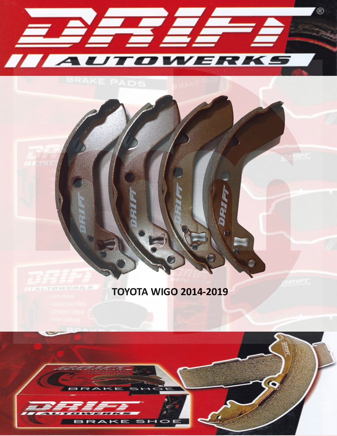 DRIFT AUTOWERKS Brake Shoe for Toyota Wigo 2014-2019 Rear DK-2002 ...