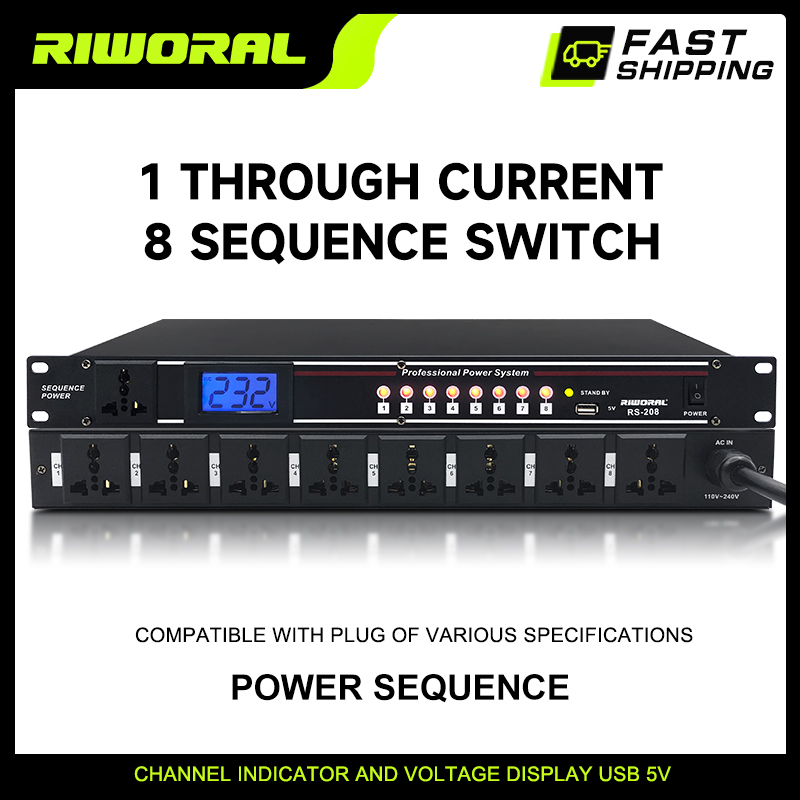 9 outlet Rack Mount Power Sequence Controller Conditioner Power Supply Regulator RIWORAL RS-208 ...