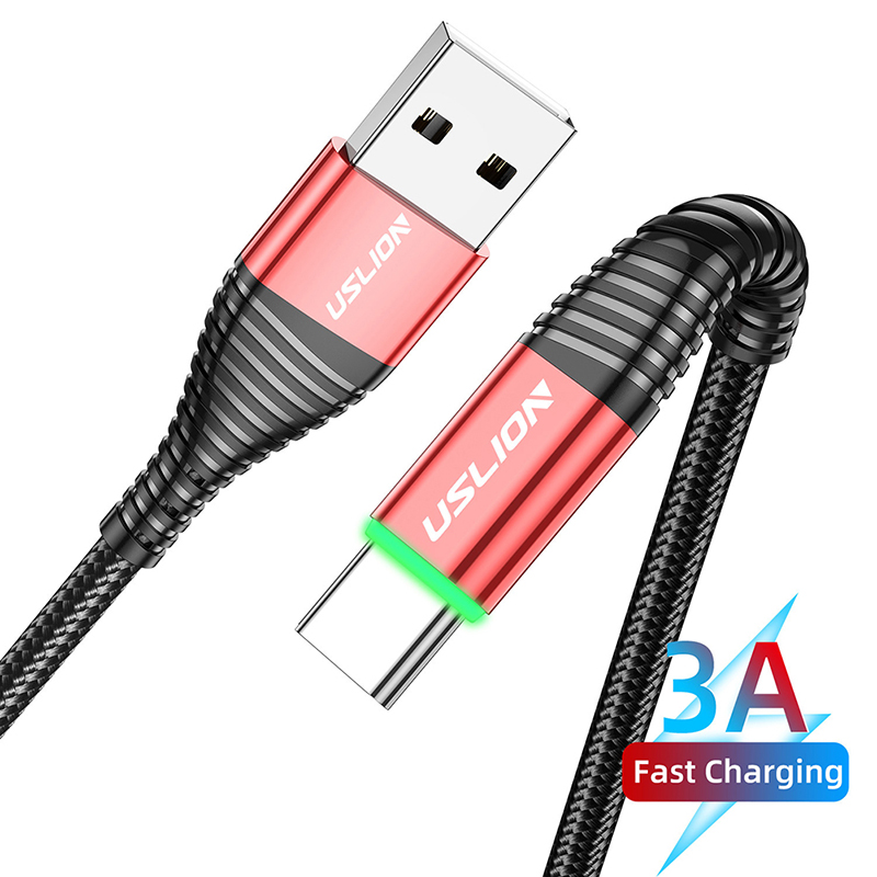Legend 2M 3A Fast Charging Data Cable Led Lamp Charging Wire USB Type C ...