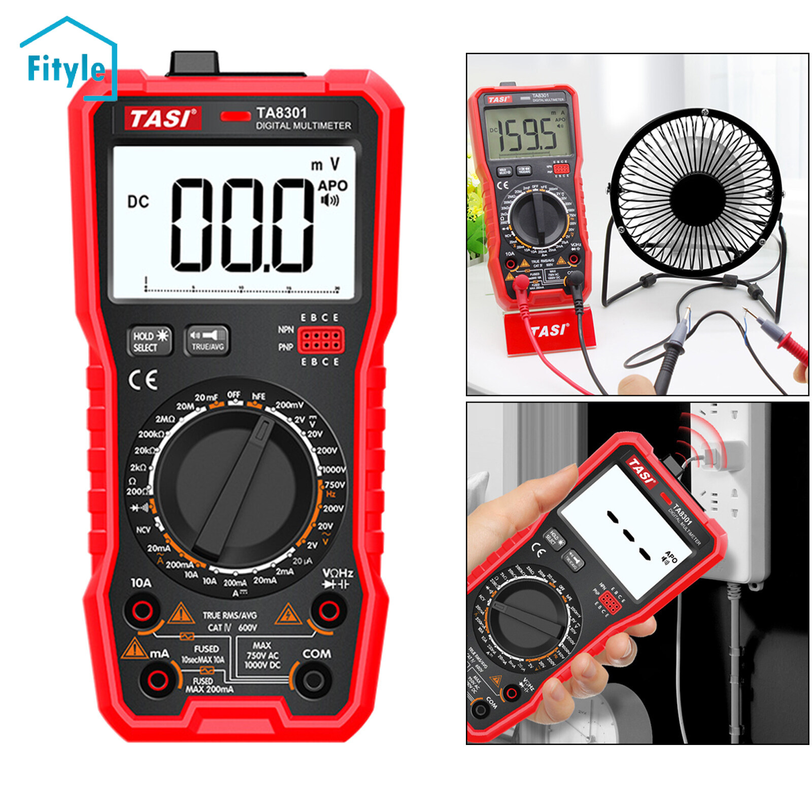 Fityle Digital Multimeter Voltmeter Auto Range Capacitance Diodes Test ...
