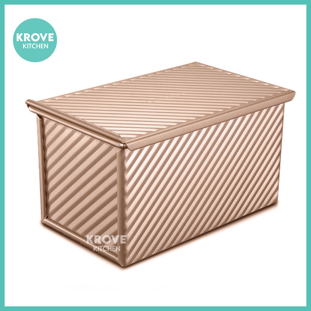 Gold Pullman Loaf Pan Bread Molder with Lid Cover Carbon Steel Bakeware ...