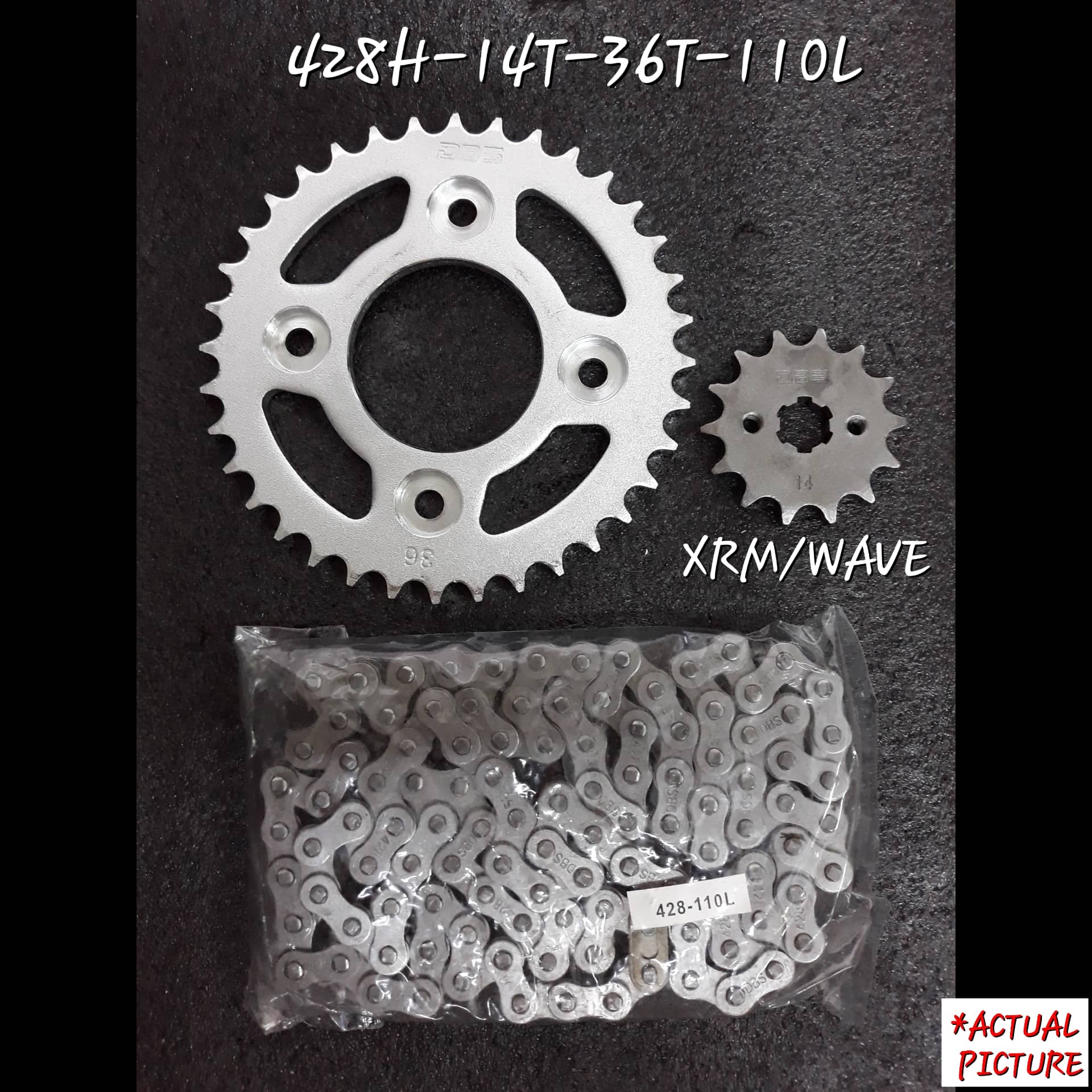 [racingsafe] DBS CHAIN&SPROCKET SET SIZE: 36T/38T (428H-14T-110L) MODEL ...