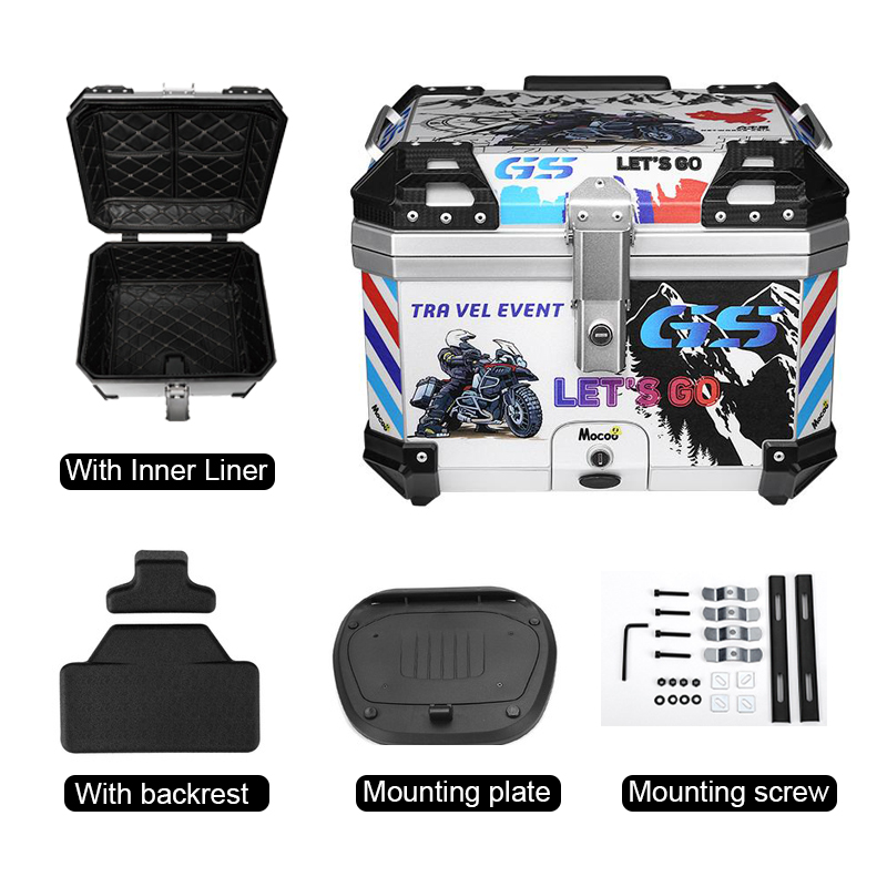 45L aluminum alloy top box motorcycle aluminum alloy rear tail box ...