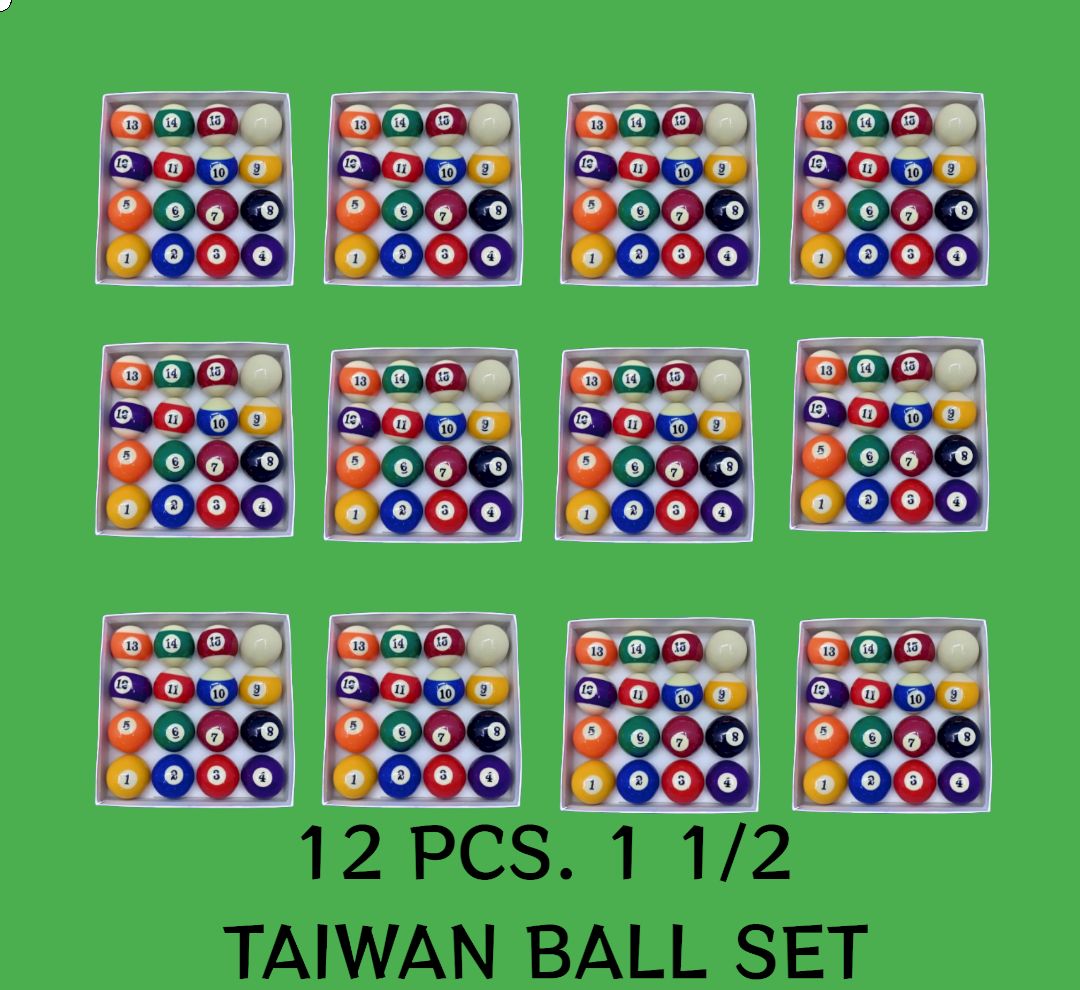 12PCS. SET 1 1/2 INCHES TAIWAN BILLIARD BALL Set/1 1/2 inches Pool Ball ...