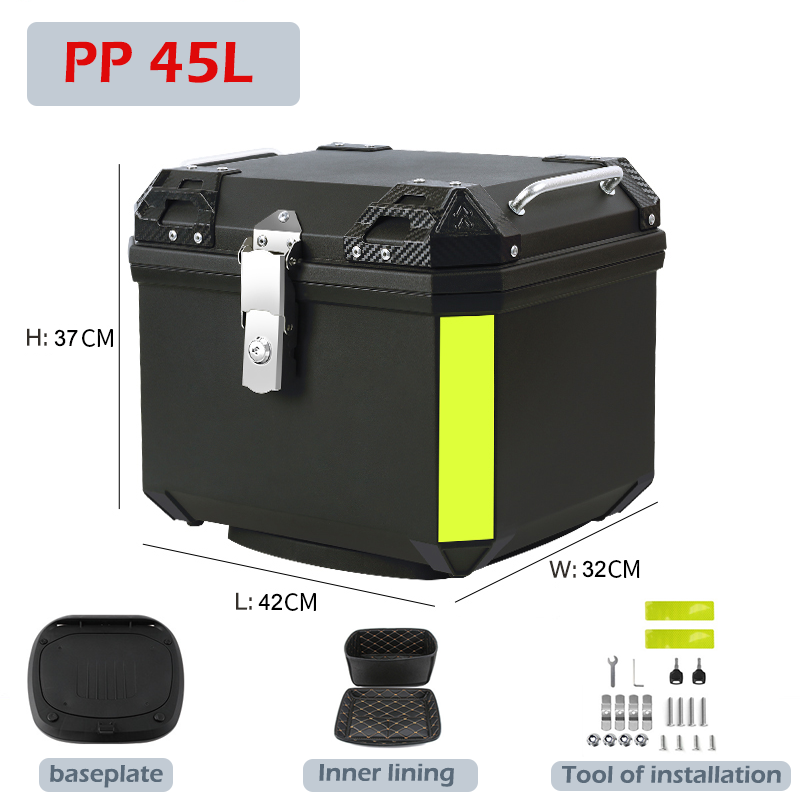 Top box for motorcycle alloy top box 45 liters large-capacity trunk PP ...