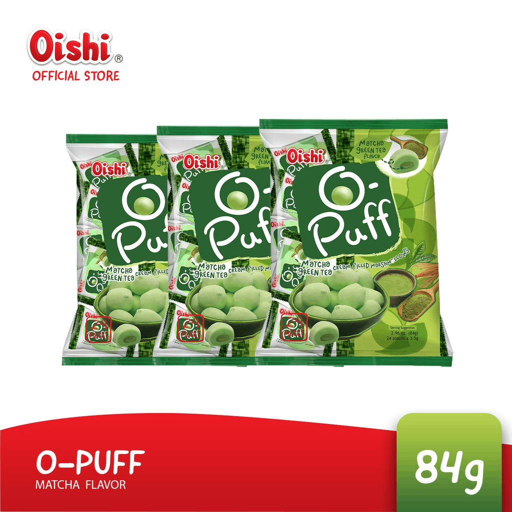 O-Puff Cream Filled Marshmallow Matcha Green Tea Flavor 3.5G - Pack of ...