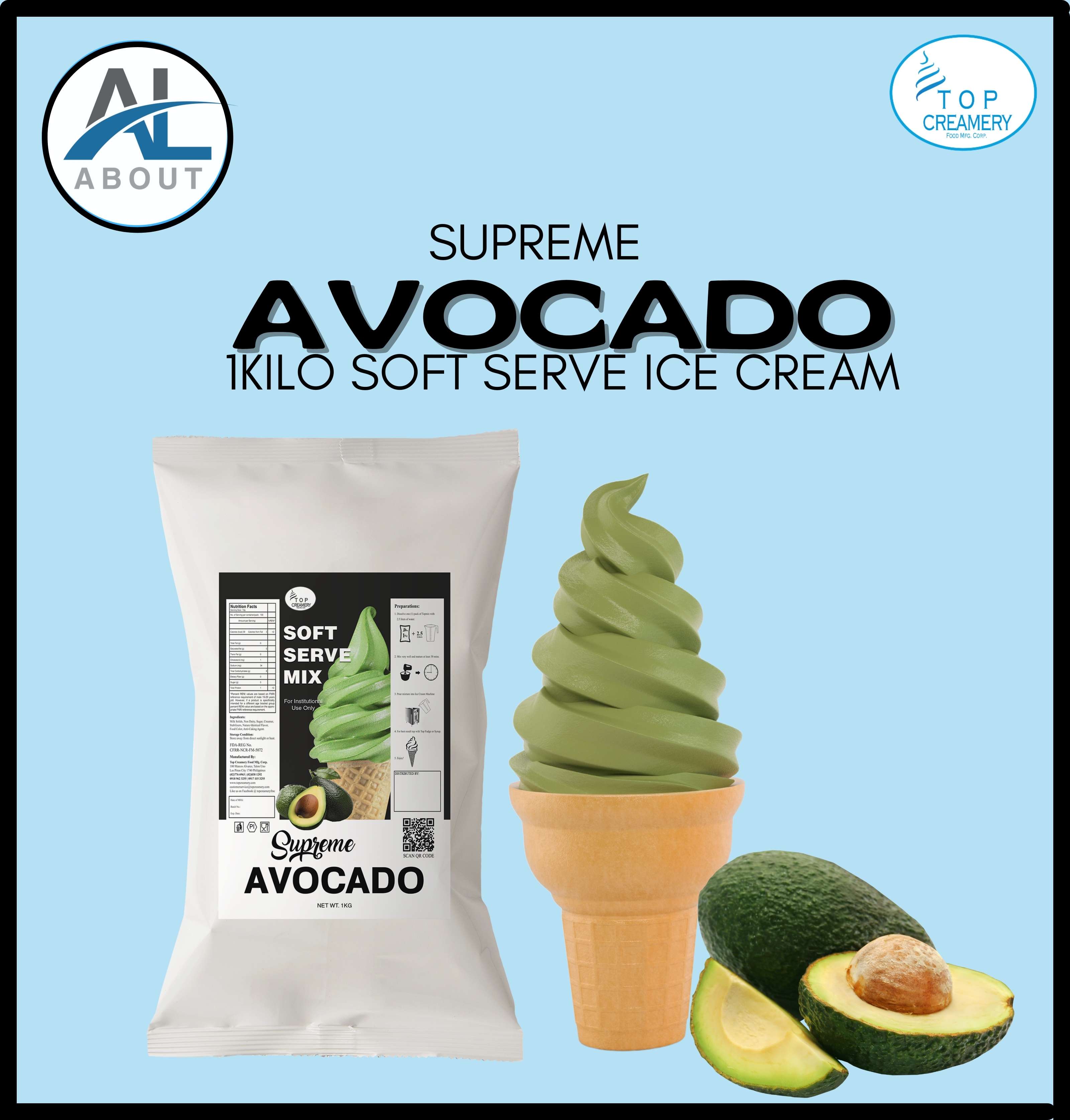 TOPCREAMERY SUPREME AVOCADO SOFT SERVE ICE CREAM POWDER 1KG | Lazada PH