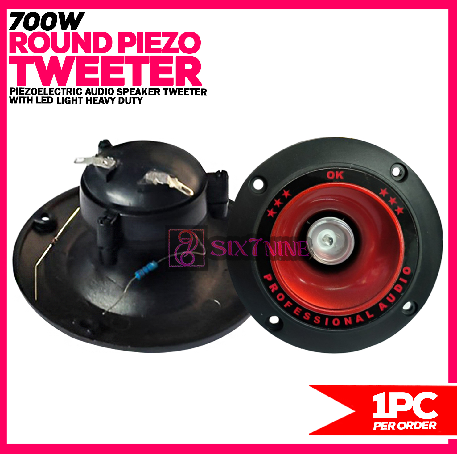 Round Piezo Tweeter 700W With LED Piezoelectric Audio Speaker Tweeter ...