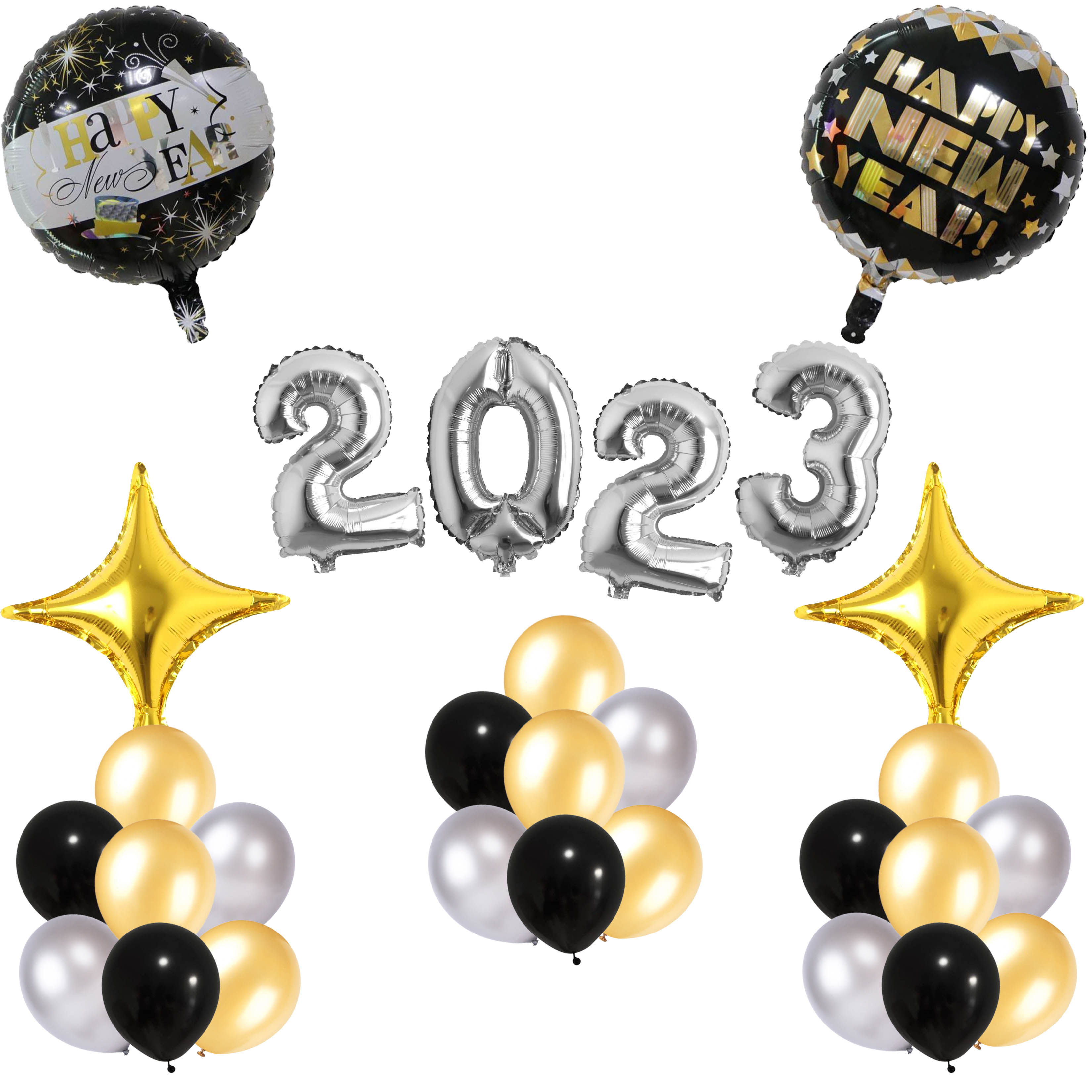 Happy New Year Arch Set Giant 32 inches 2023 Balloons Gold Balloon ...