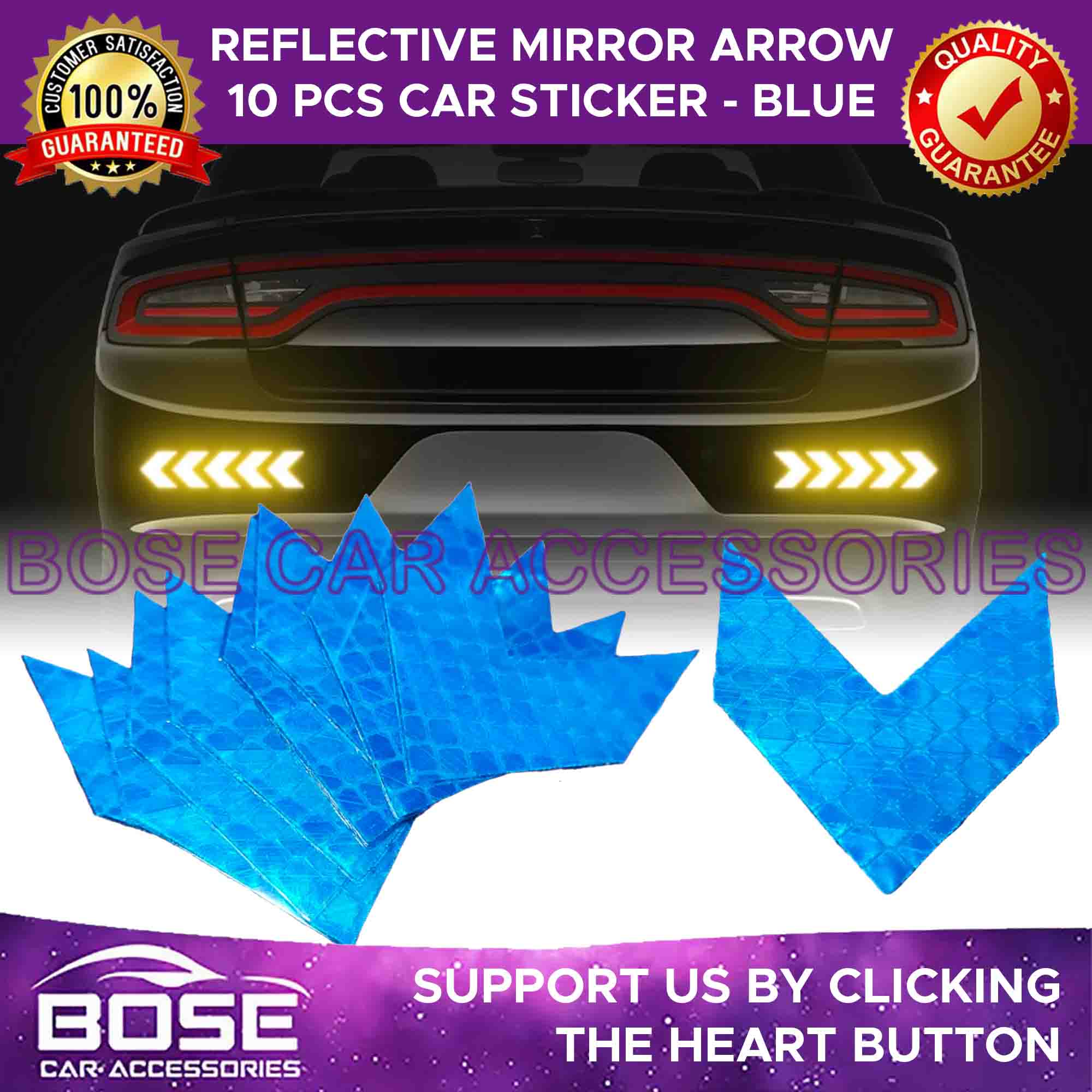 Reflective Mirror Arrow Car sticker Color: Blue / Red / White / 10 pcs ...