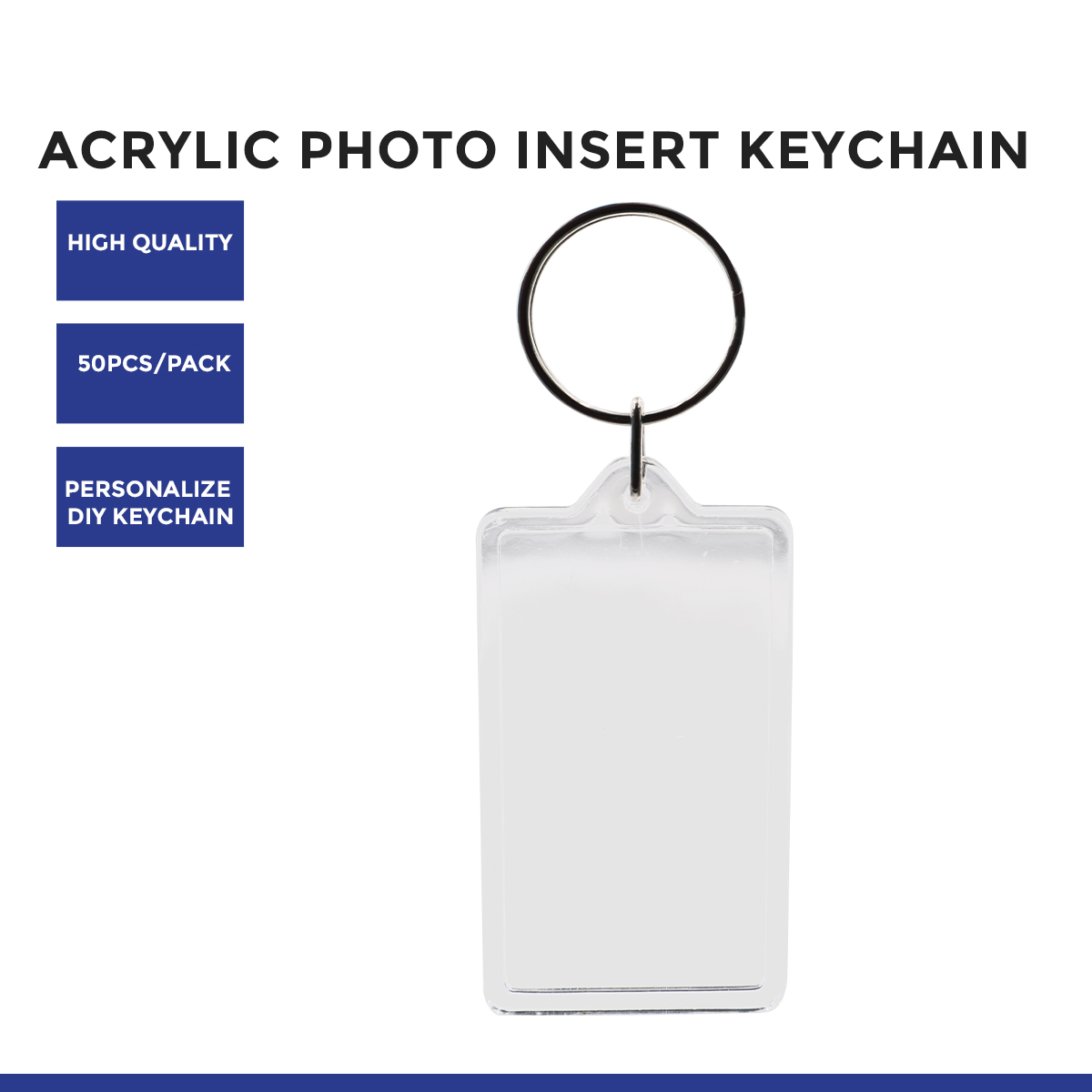 Acrylic Photo Insert Keychain 50PCS/Pack Frame Personalize DIY Keychain ...