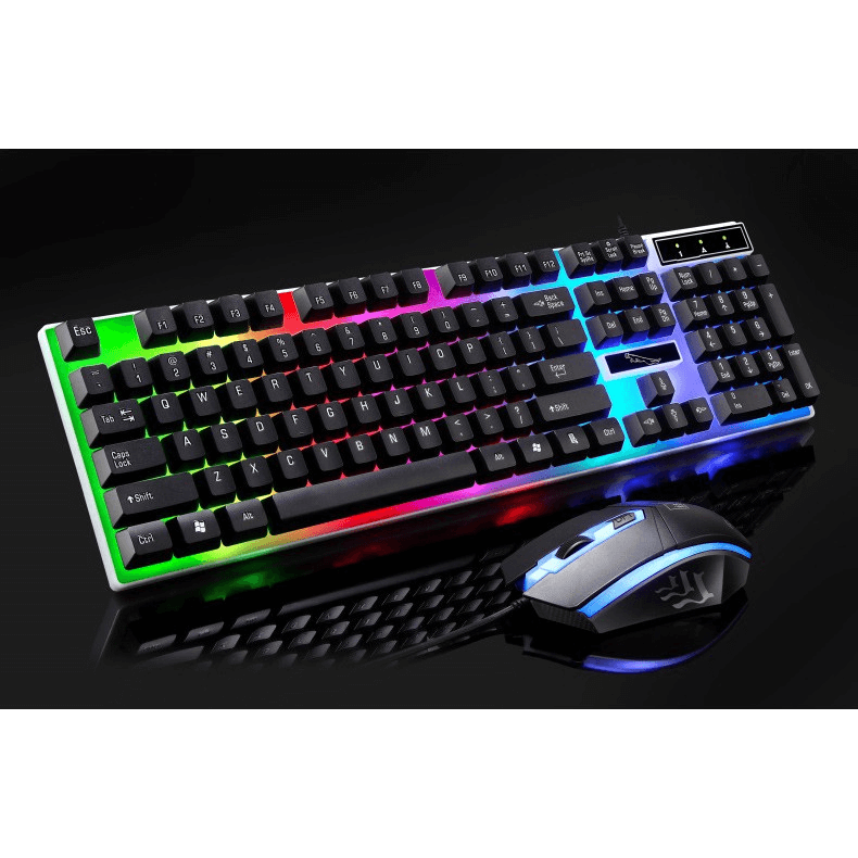 HOT Suspension Rainbow Light Gaming Mechanical Feel Keyboard & Mouse ...