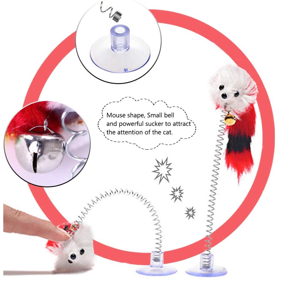 Cat Suction Spring Teaser Wand Toy With Feather And Bell | Lazada PH