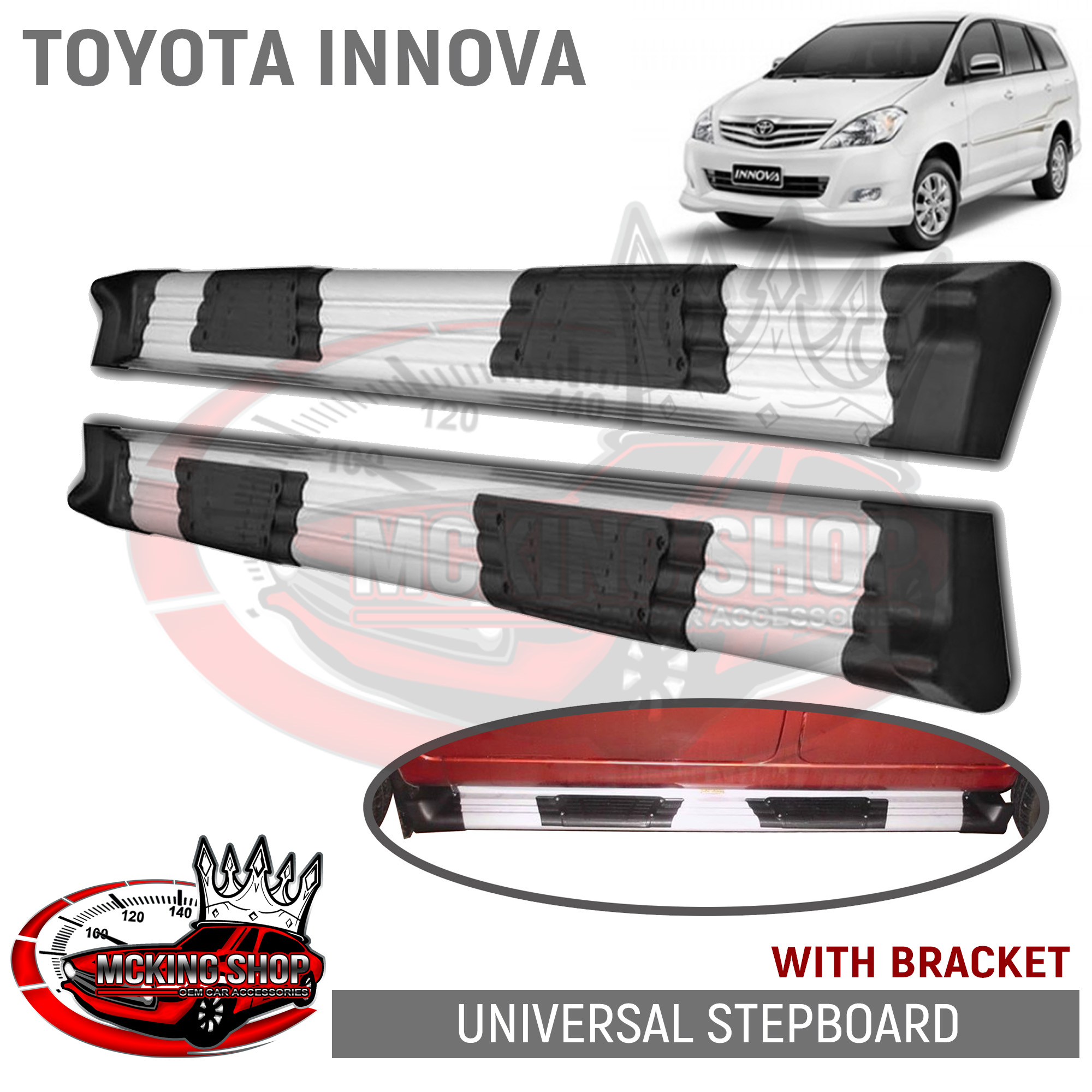 Toyota Innova 2005-2015 Universal Aluminum Stepboard (Silver Black ...