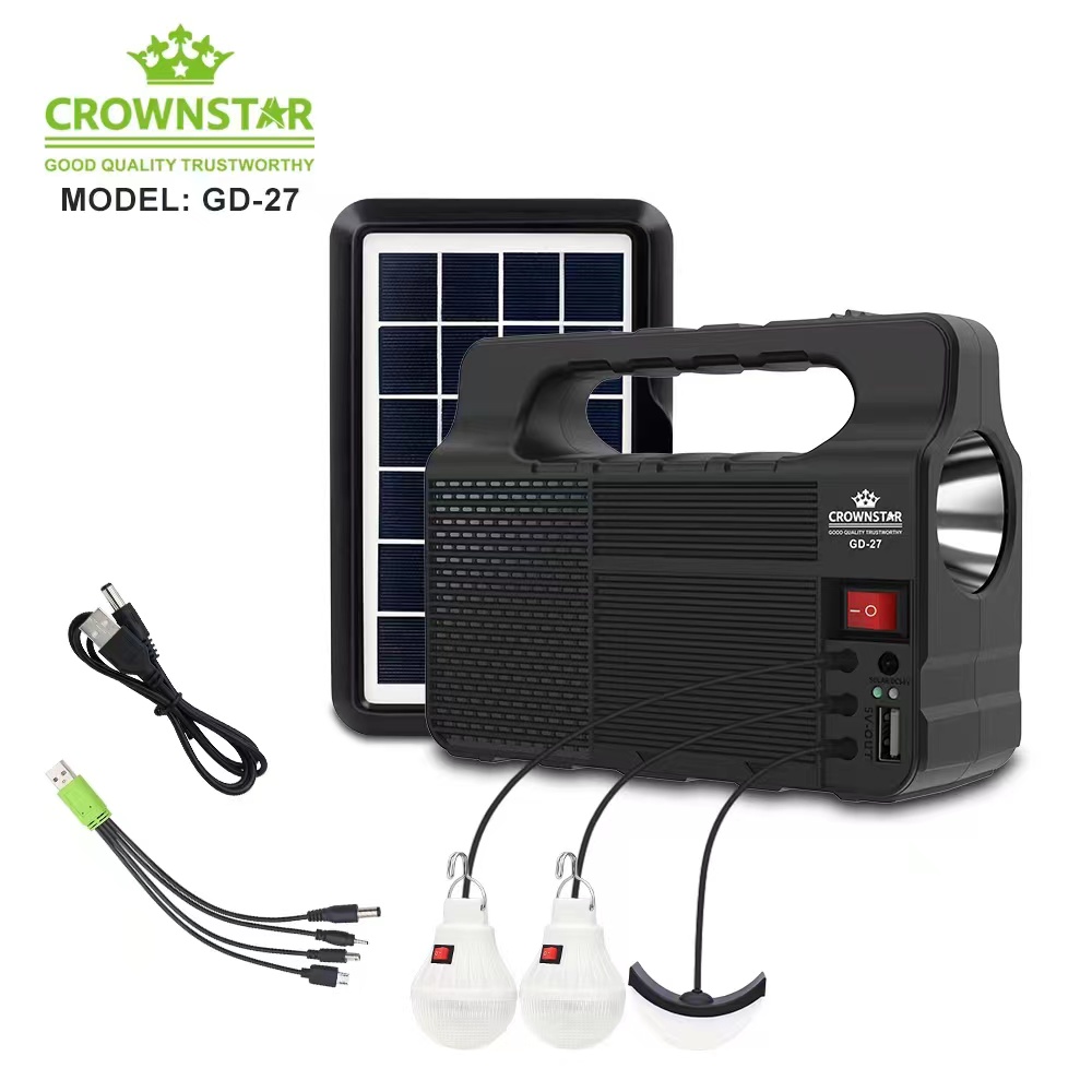 CROWNSTAR GD-27 Portable Solar Lighting System 3pcs Bulbs with ...