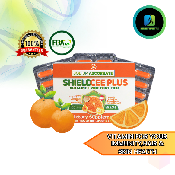 SHIELD CEE PLUS Non - Acidic Vitamins C with Zinc 500 mg 100 Capsules ...