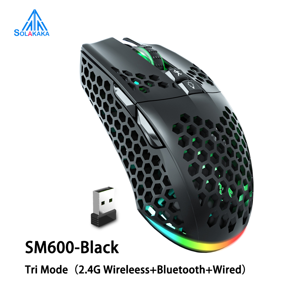 SOLAKAKA Bluetooth+2.4G Wireless Gaming Mouse 3 Modes RGB Rechargeable ...