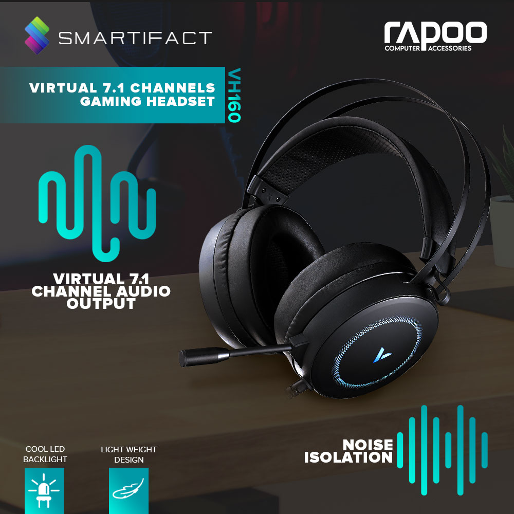 Rapoo VH160 Gaming Headset USB Virtual 7.1 Channel RGB Gaming Headset with Noise Cancelling ...