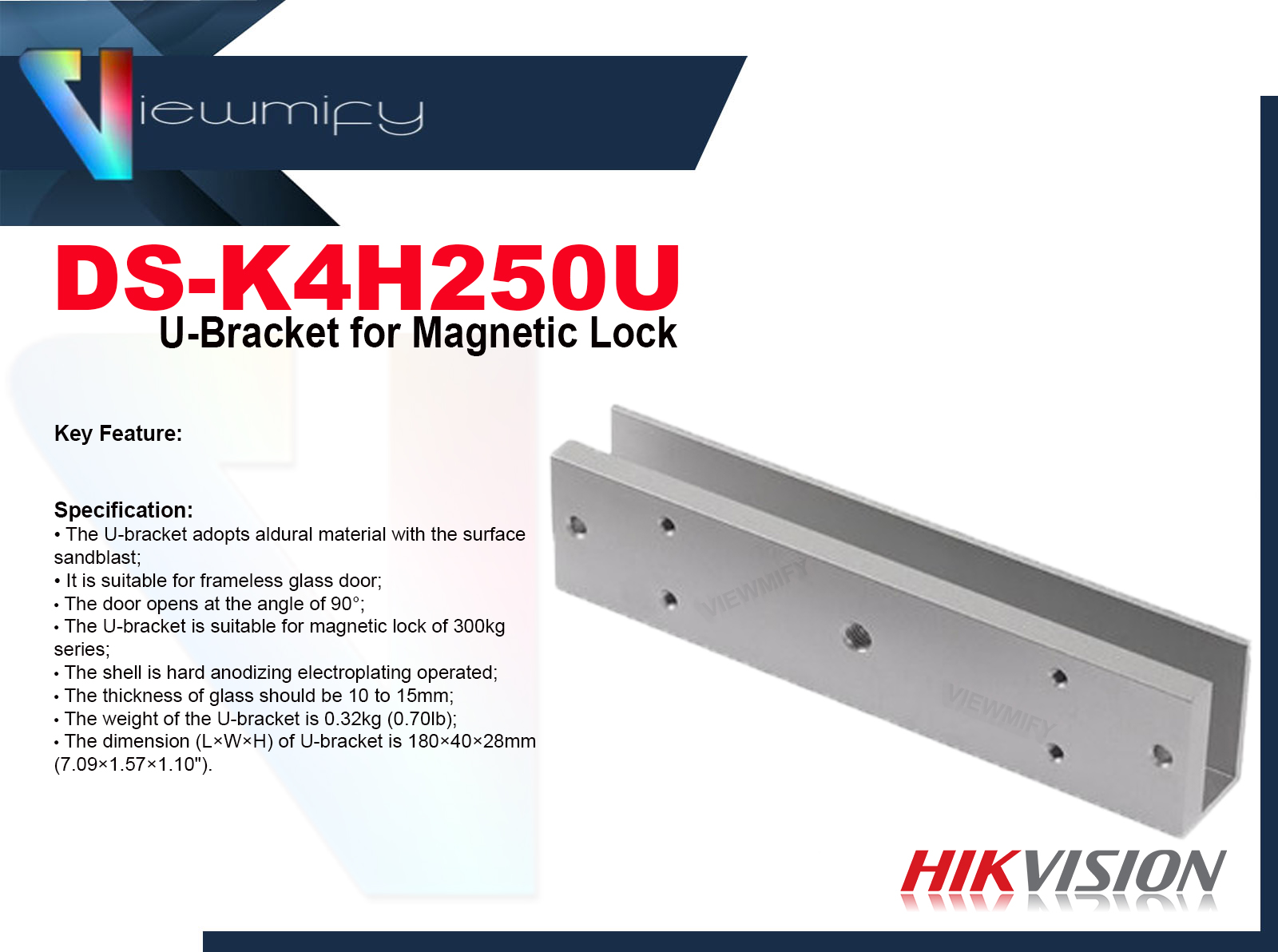 DS-K4H250-U Bracket for Magnetic Lock U Bracket (Viewmify PH) | Lazada PH