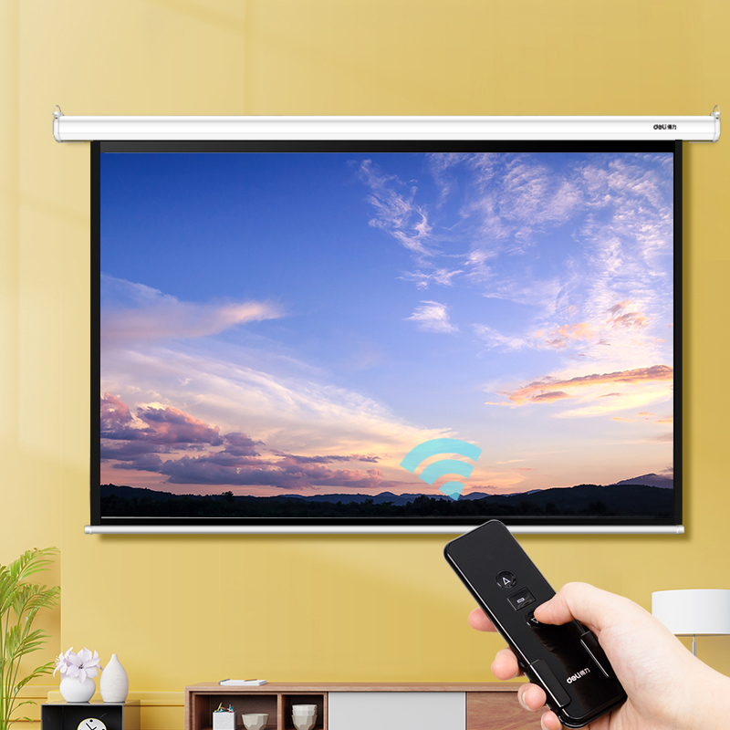 Deli Projector Screen 100 Inch Retractable Pull Down HD Projector White ...