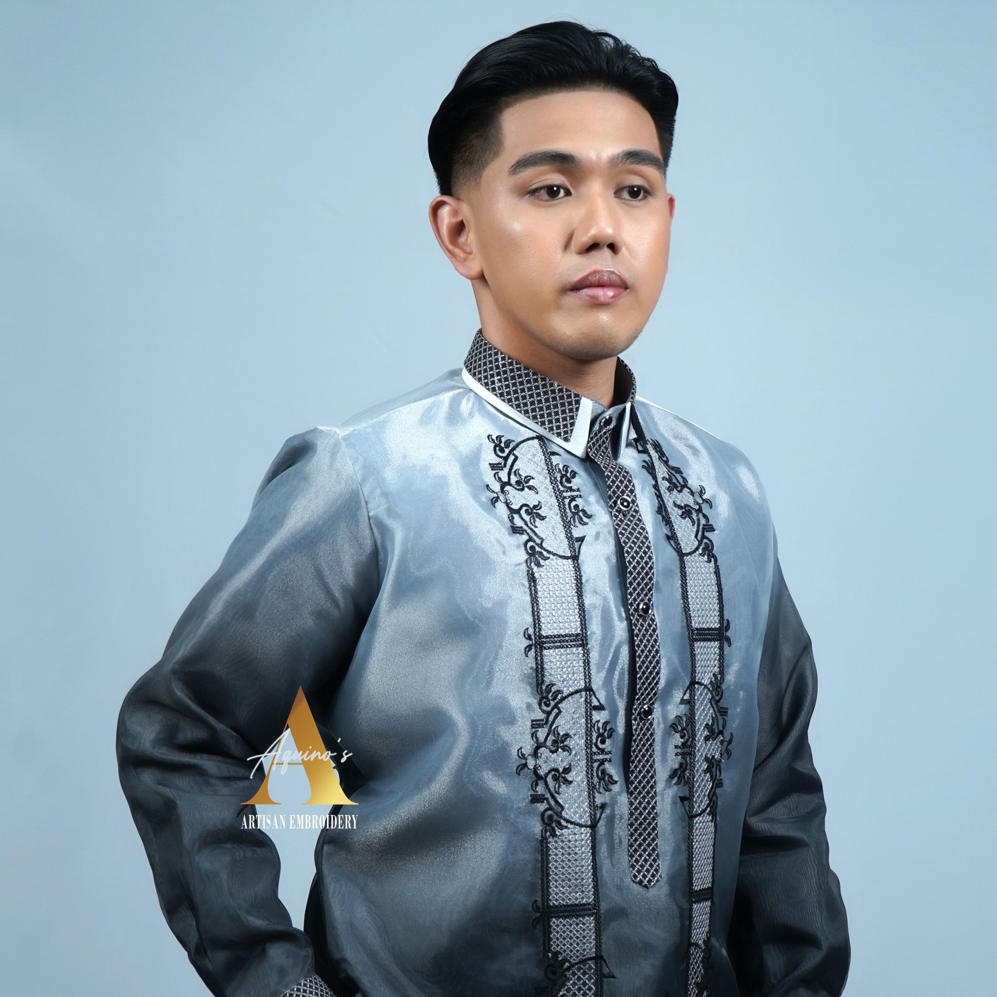 🥰🌟 AQUINO'S ARTISAN EMBROIDERY Barong Tagalog for Men Monochromatic ...