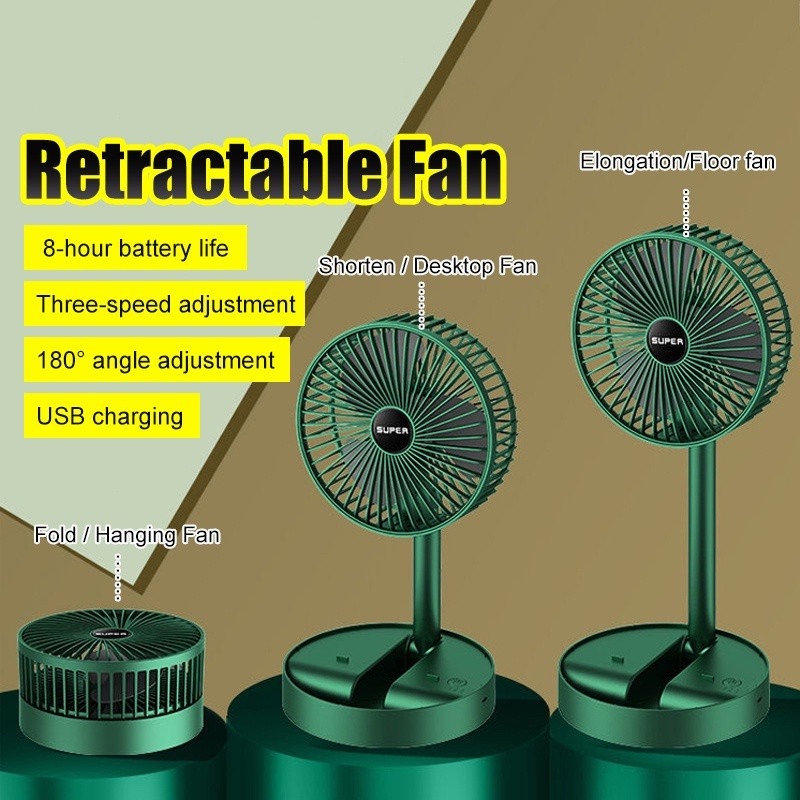 Foldable Telescopic Desk Electric Fan Mini Folding Fan Mute With USB ...