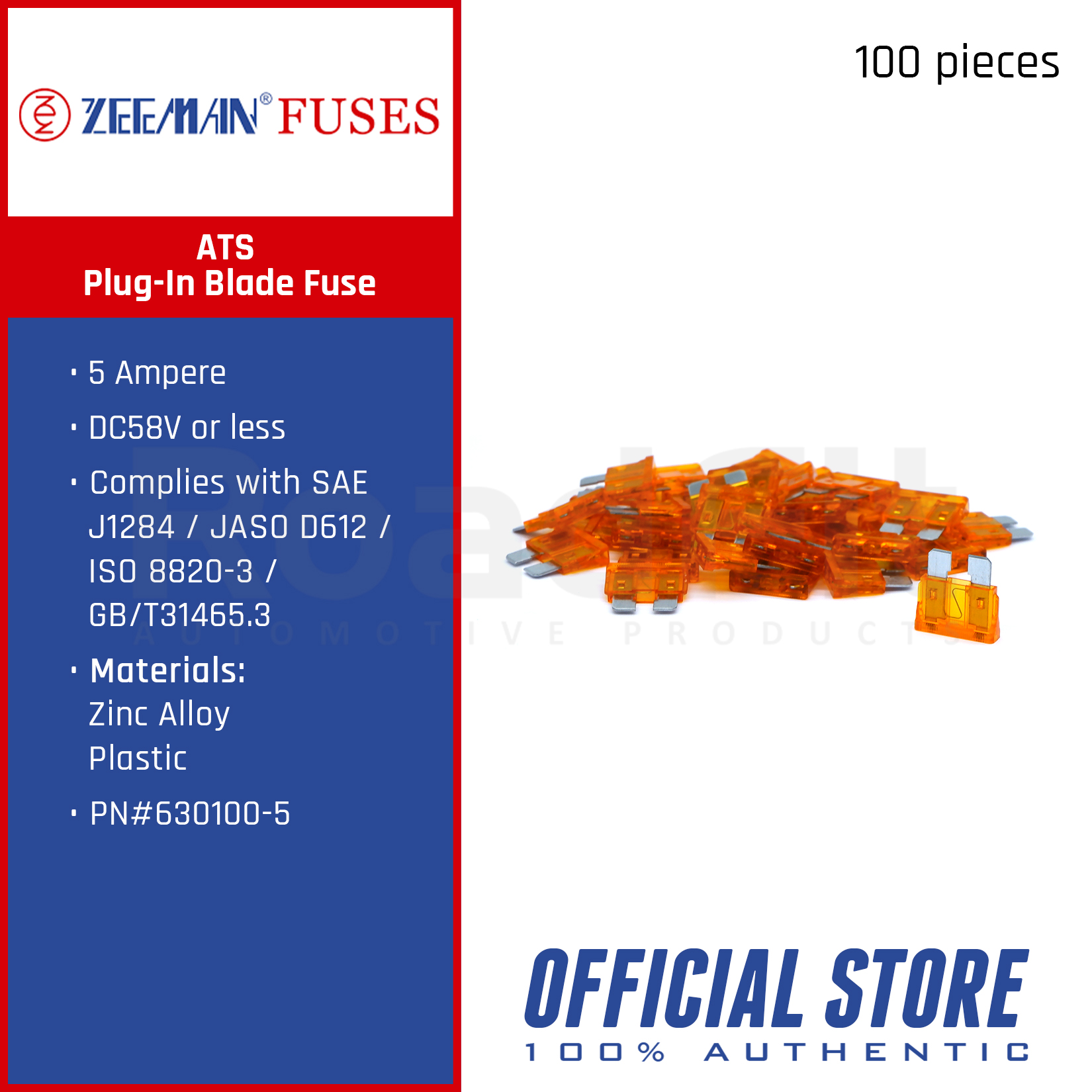 ATS 5A Plug-In Blade Fuses, Tan, 100pieces 630100-5 | Lazada PH