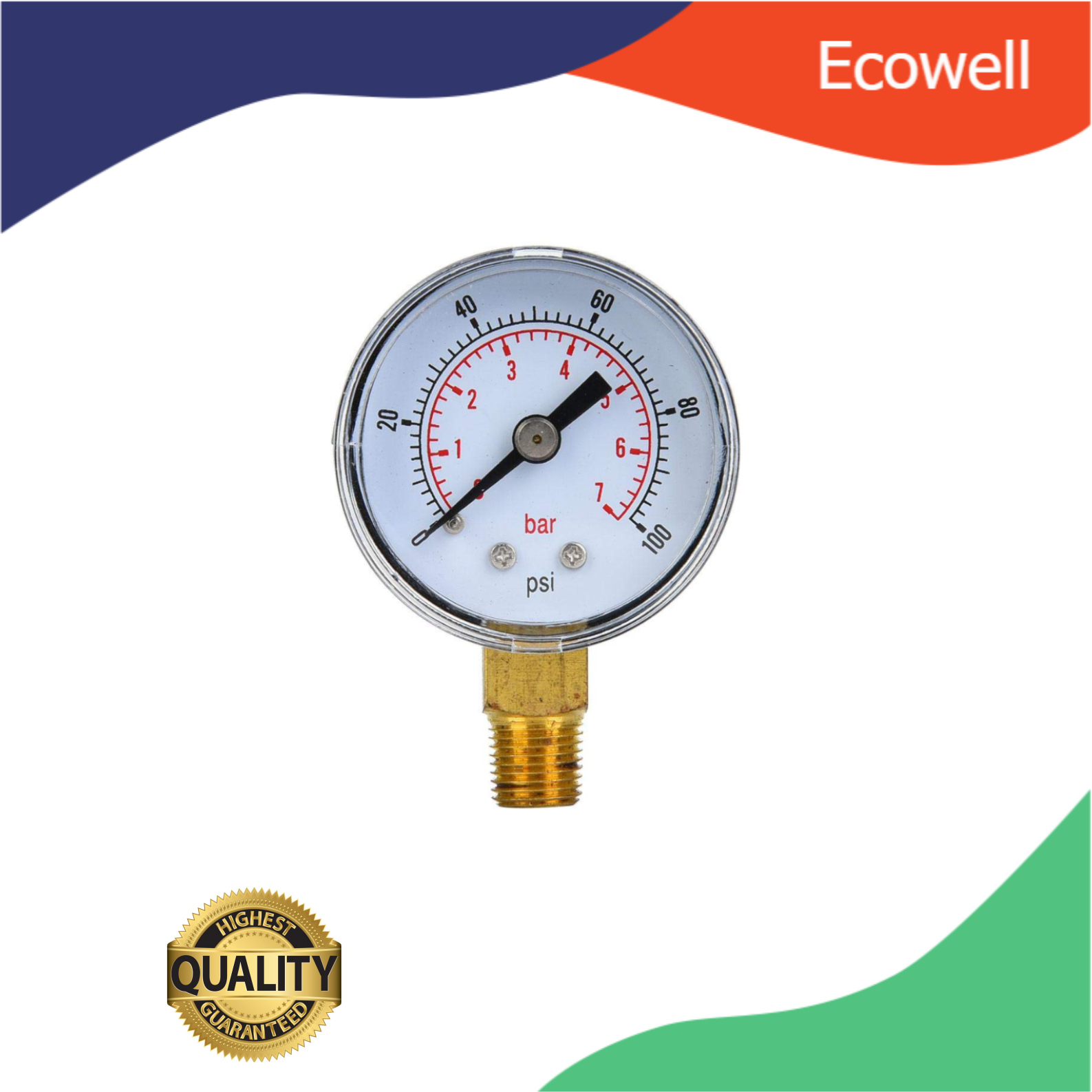 0 100psi Water Pressure Gauge Meter 1 4 Inch NPT Thread Manometer 0