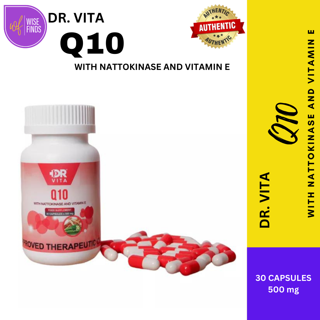 Dr. Vita Q10 with Nattokinase and Vitamin E 30 capsules x 500 mg Calcium Heart Health ...