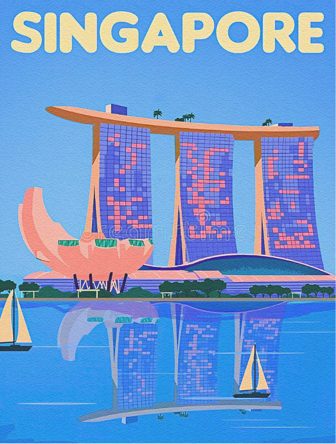 International Vintage Design Rubber Ref Magnet - (Singapore) Vintage ...