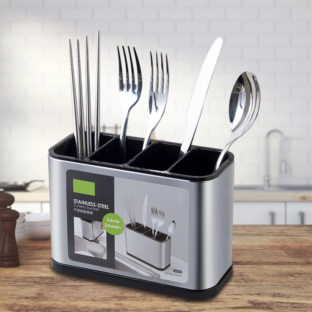 Stainless Steel Chopstick Holder Drain Cutlery Storage Bucket Stainless ...