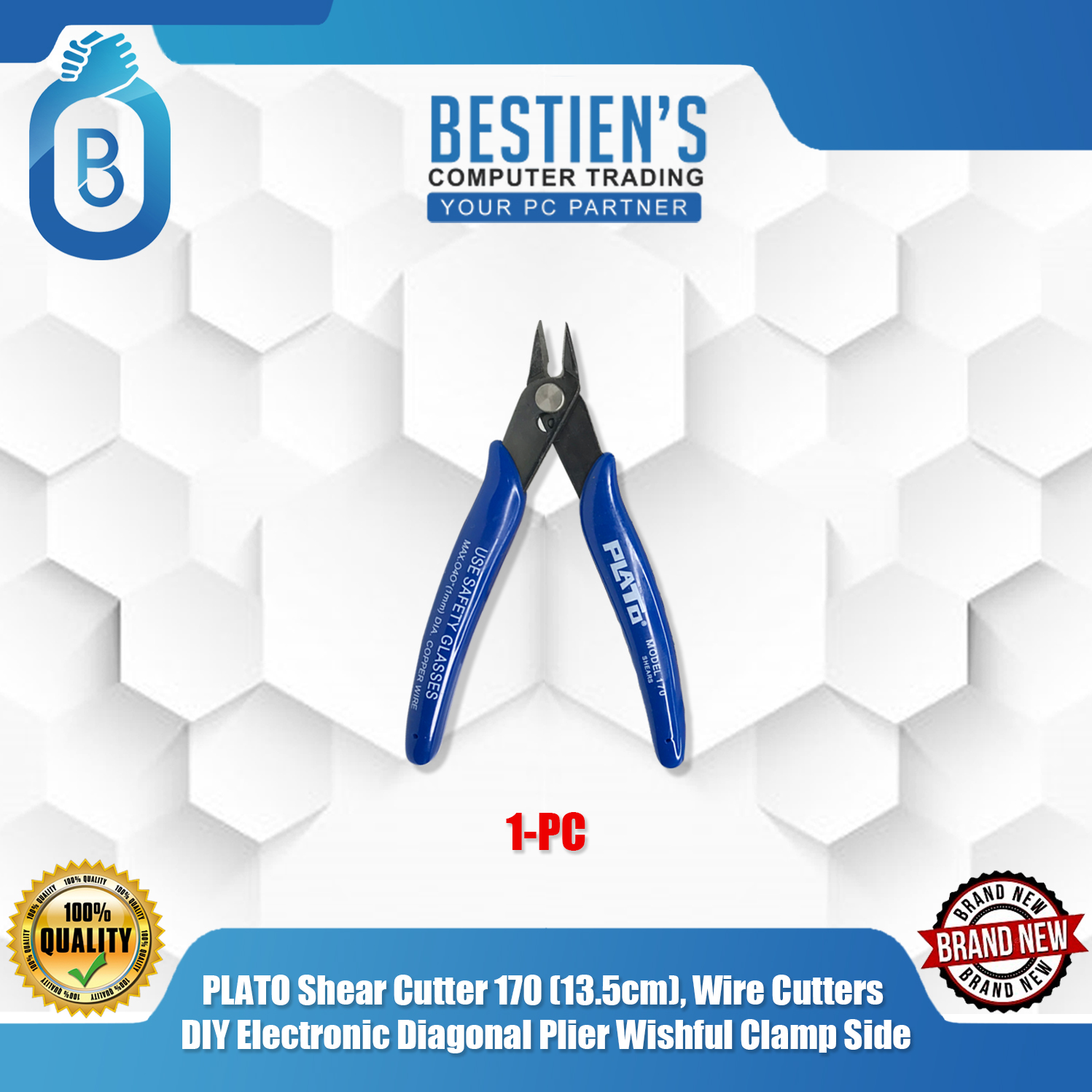 PLATO Shear Cutter 170 (13.5cm), Wire Cutters DIY Electronic Diagonal ...