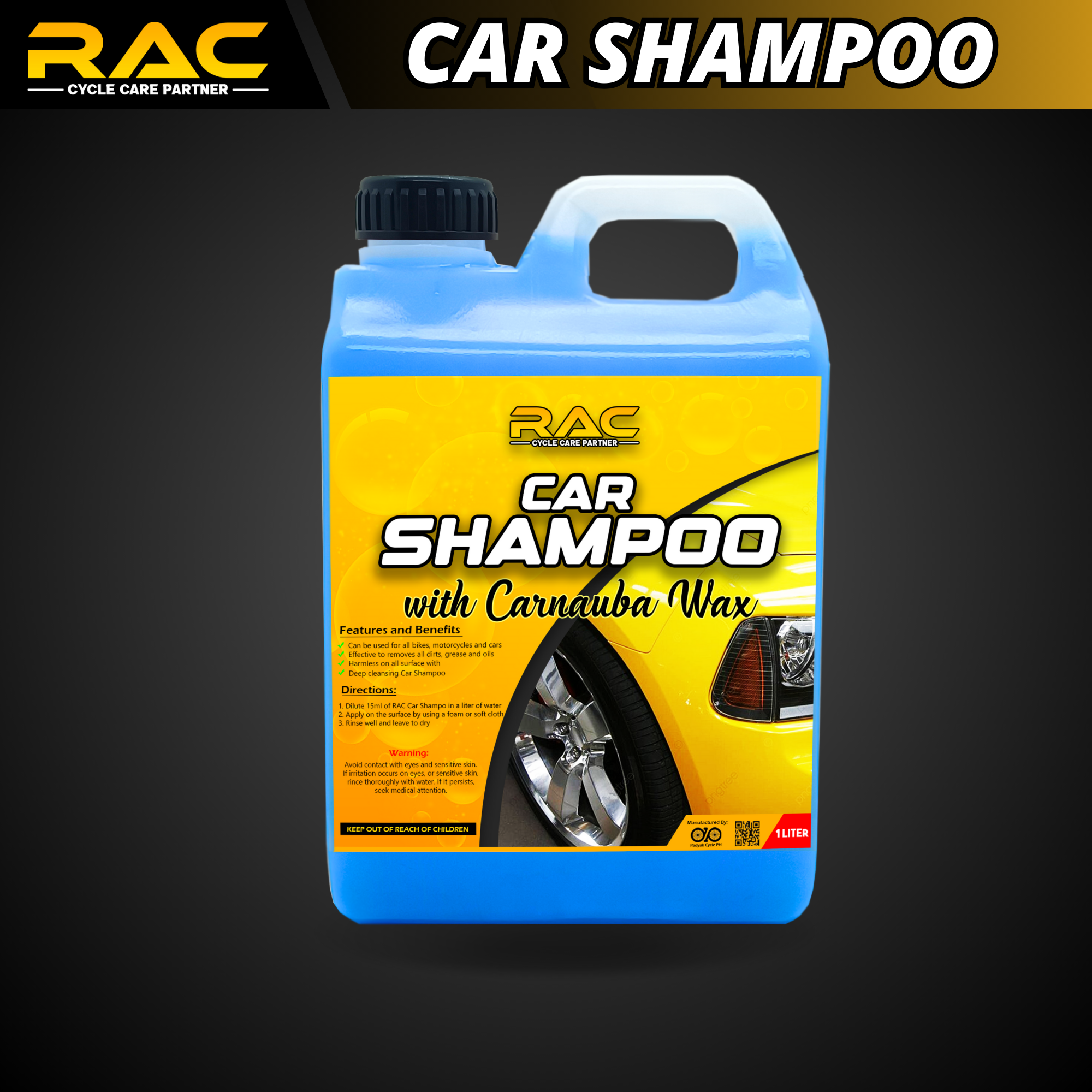 RAC 1 Liter Car Shampoo With Carnauba Wax | Lazada PH