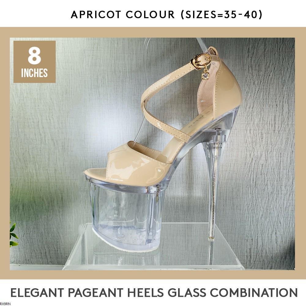 ELEGANT PAGEANT HIGH HEELS GLASS COMBINATION APRICOT COLOUR 8 INCHES ...