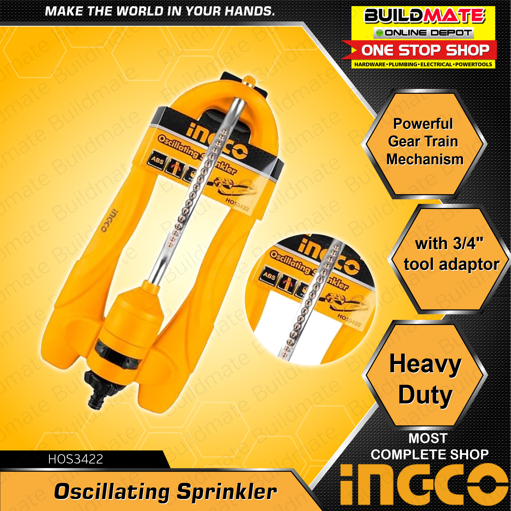 INGCO Oscillating Sprinkler HOS3422 •BUILDMATE• IHT | Lazada PH