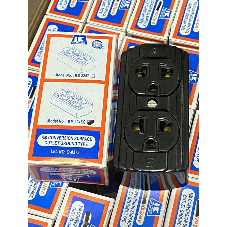 kopez two 2 3 three gang outlet heavy duty black km power electrical ...