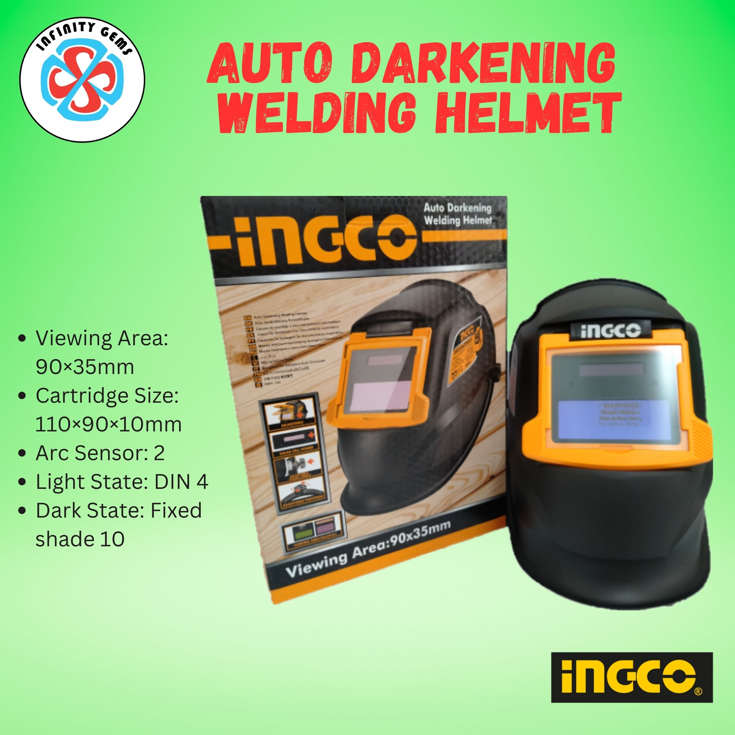 INGCO AUTO DARKENING WELDING HELMET #009 | Lazada PH
