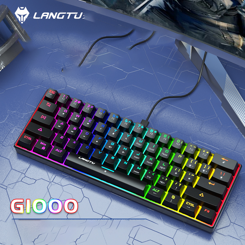 LANGTU Wired Mechanical Gaming Keyboard Rainbow RGB Backlit Blue Switch ...