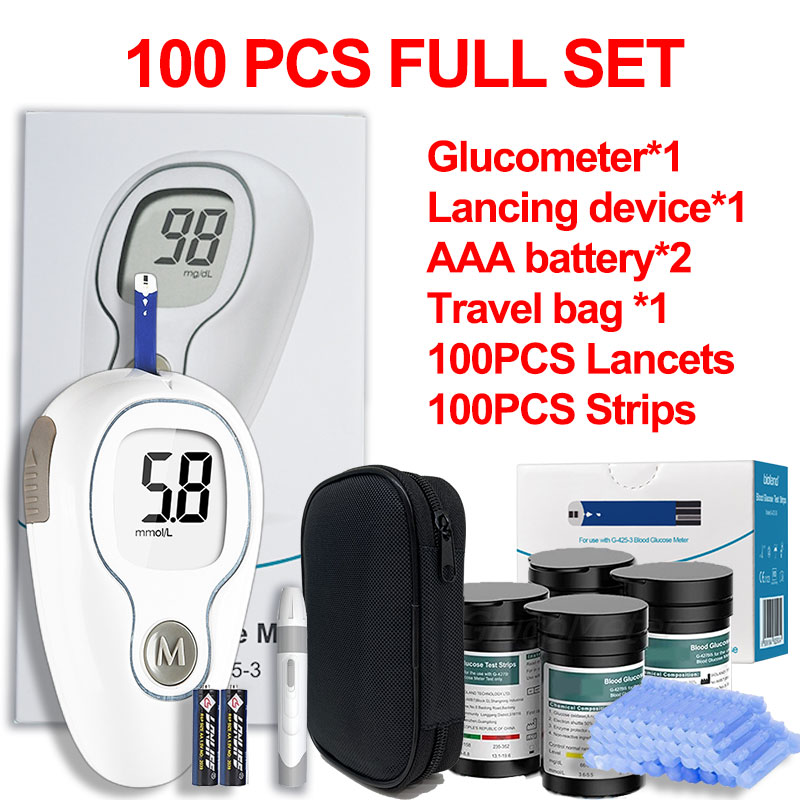 NewAnt Glucometer Complete Set with 100 PCS Test Strips & Lancets Sugar ...