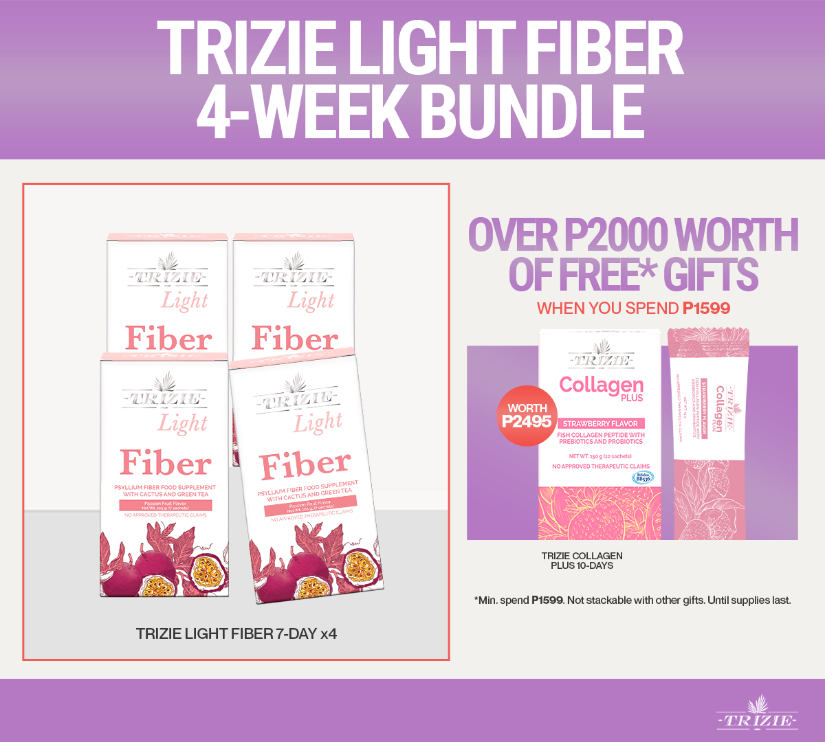 TRIZIE Light Fiber 4-Week Bundle (28 sachets total) [Detox Fiber Drink ...