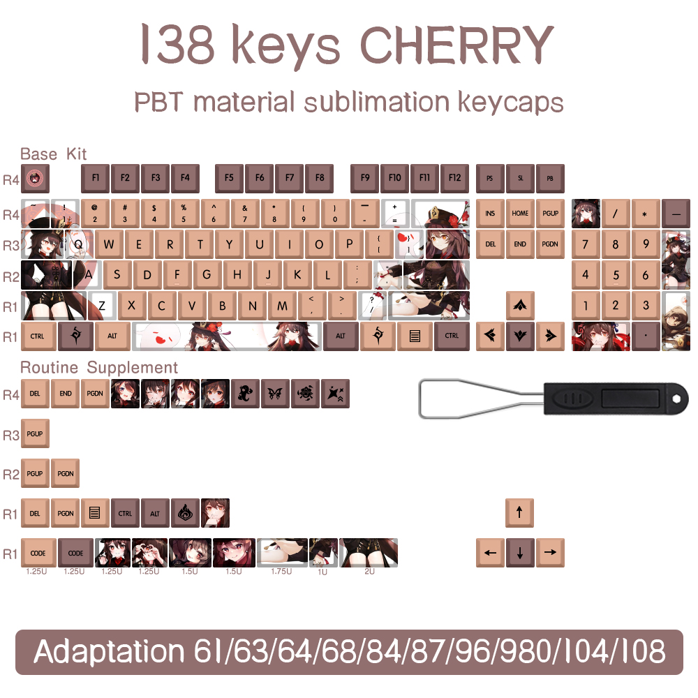 Genshin Impact Keycaps Hutao Youla Game Character Anime Cherry Profile ...