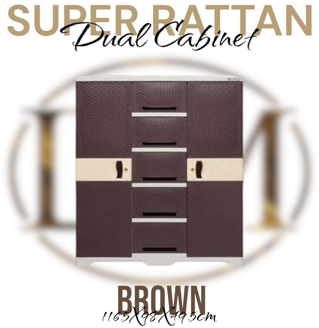 ZOOEY SUPER RATTAN DUAL CABINET with FREE 2pcs LARGE BASKET SUPER SALE ...