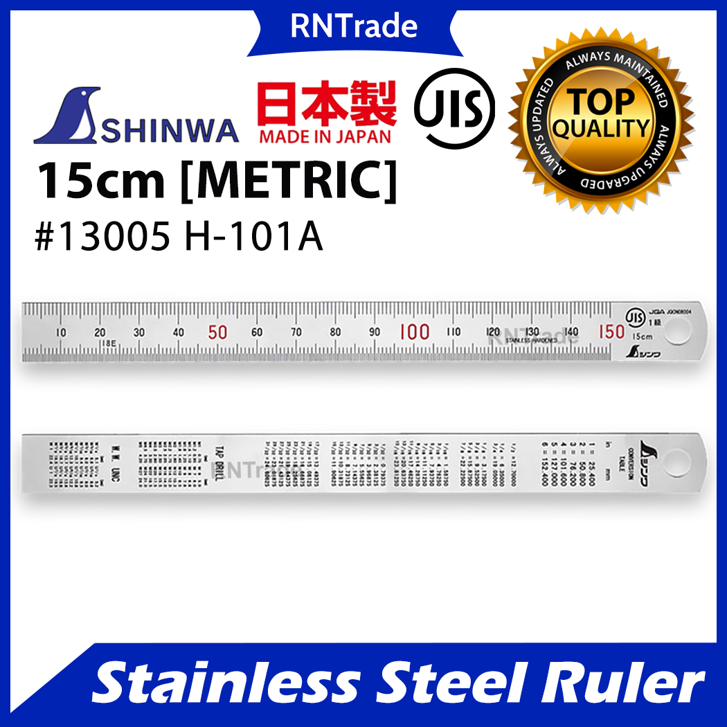 Shinwa Stainless Steel Ruler 150mm #13005 H-101A, Made in Japan | Lazada PH