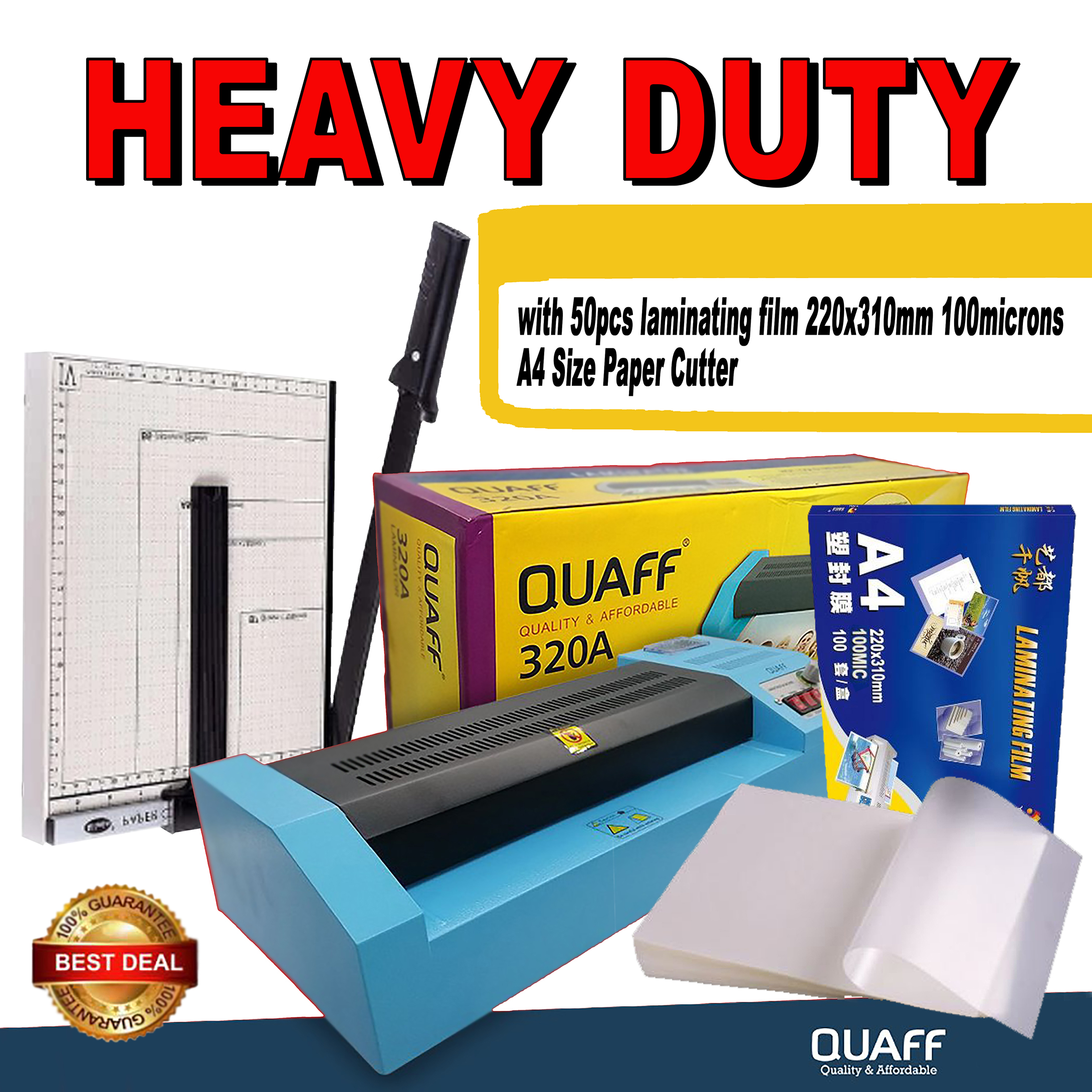Quaff Laminator Machine Package Set with A4 Paper Cutter / 50pcs of ...