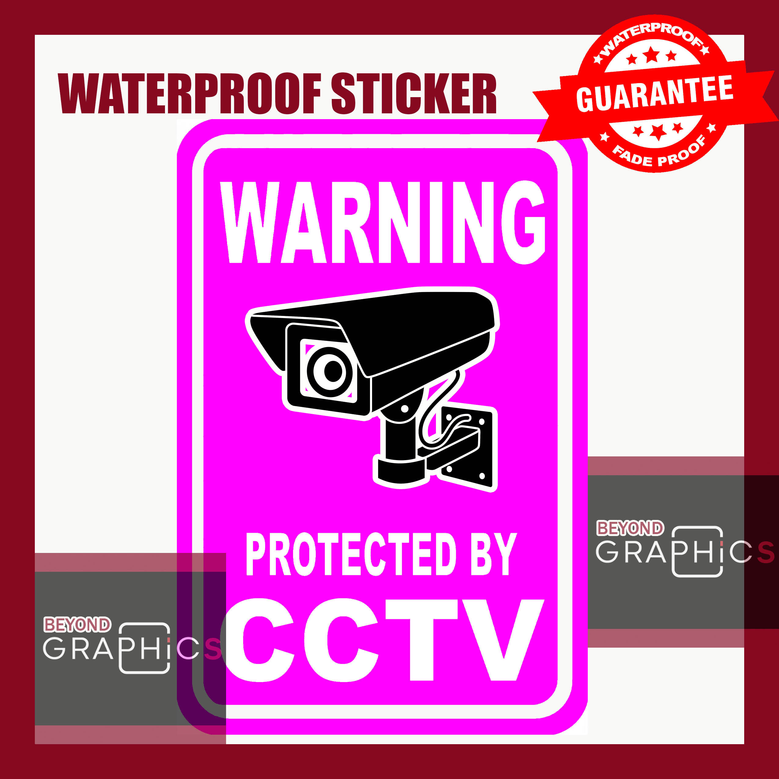 BG CCTV Protected By Vertical Warning Sign Laminated PVC Sticker Metal ...