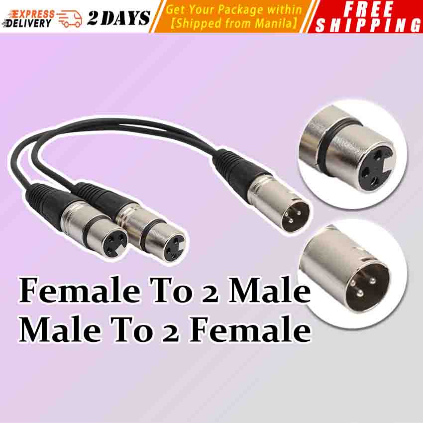 30cm 3pin XLR Female To Dual XLR Male / Male To Dual Female Y Splitter ...