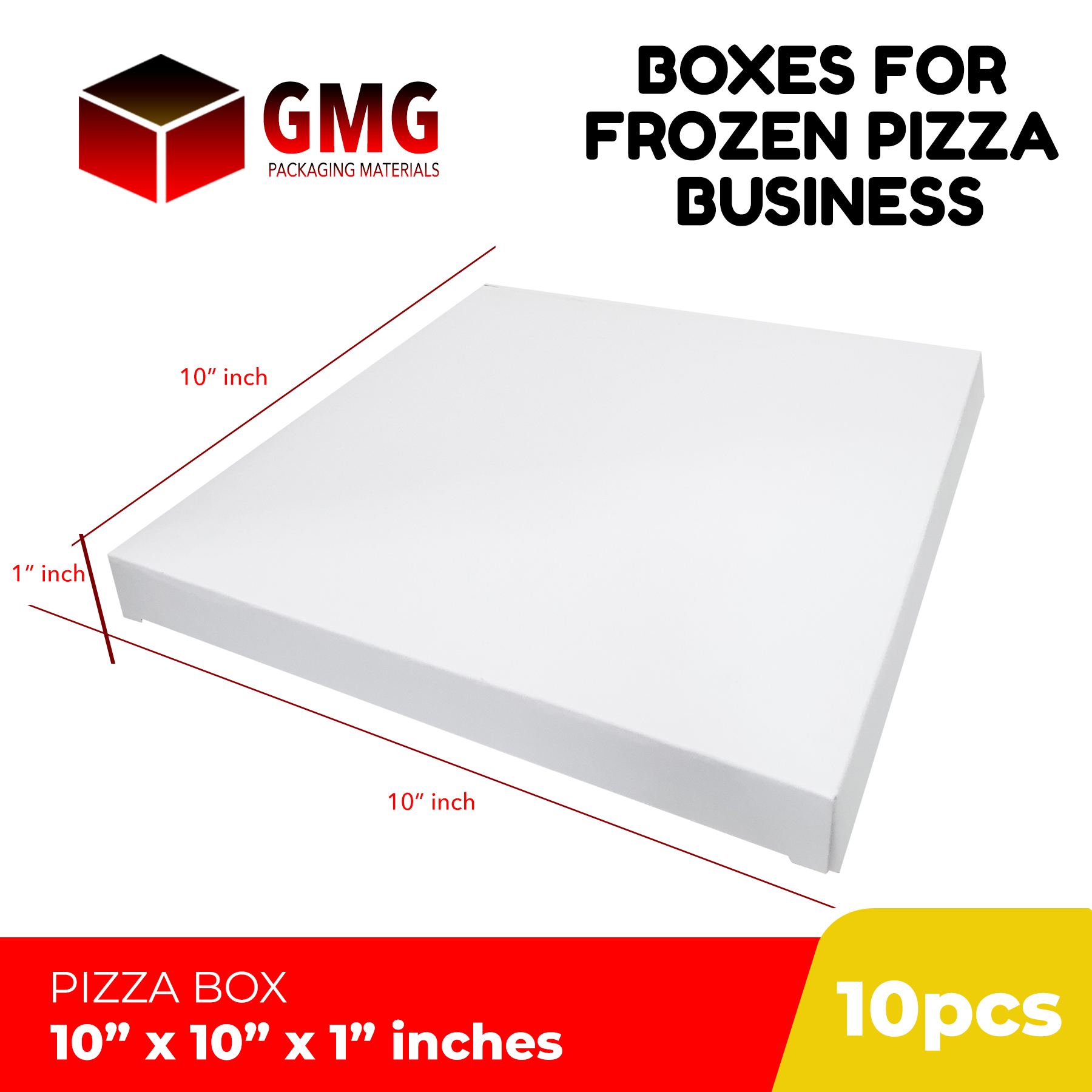 GMG Pizza Box Frozen Pizza Box 10 x 10 x 1 inches (10sets) | Lazada PH