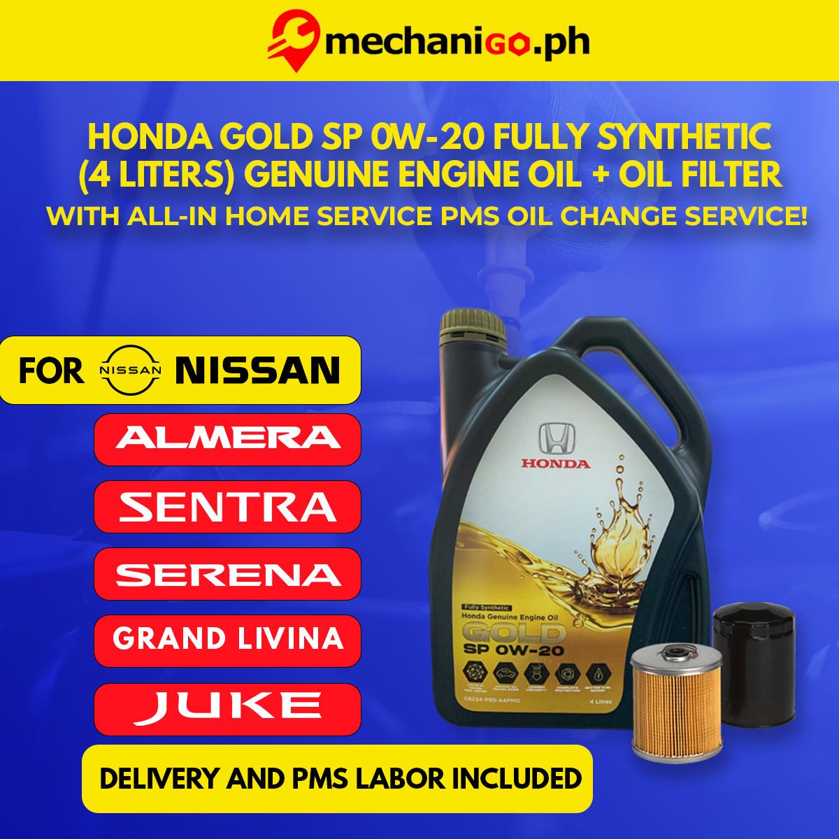 HONDA GOLD SP 0W-20 Fully Synthetic (4 Liters) Genuine ENGINE OIL for ...