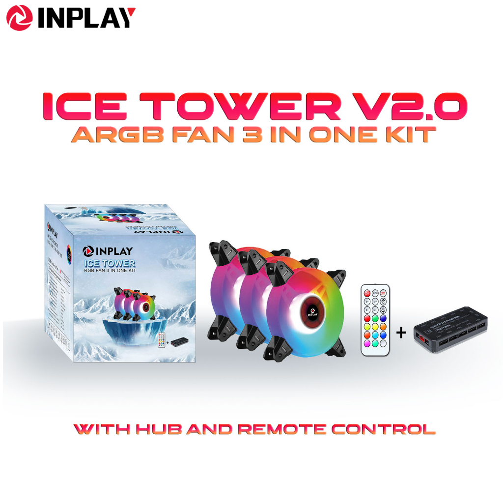 Inplay ICE TOWER 3-In-1 Case Fan Kit | 6 Pin ARGB Dual Sync Mode With ...